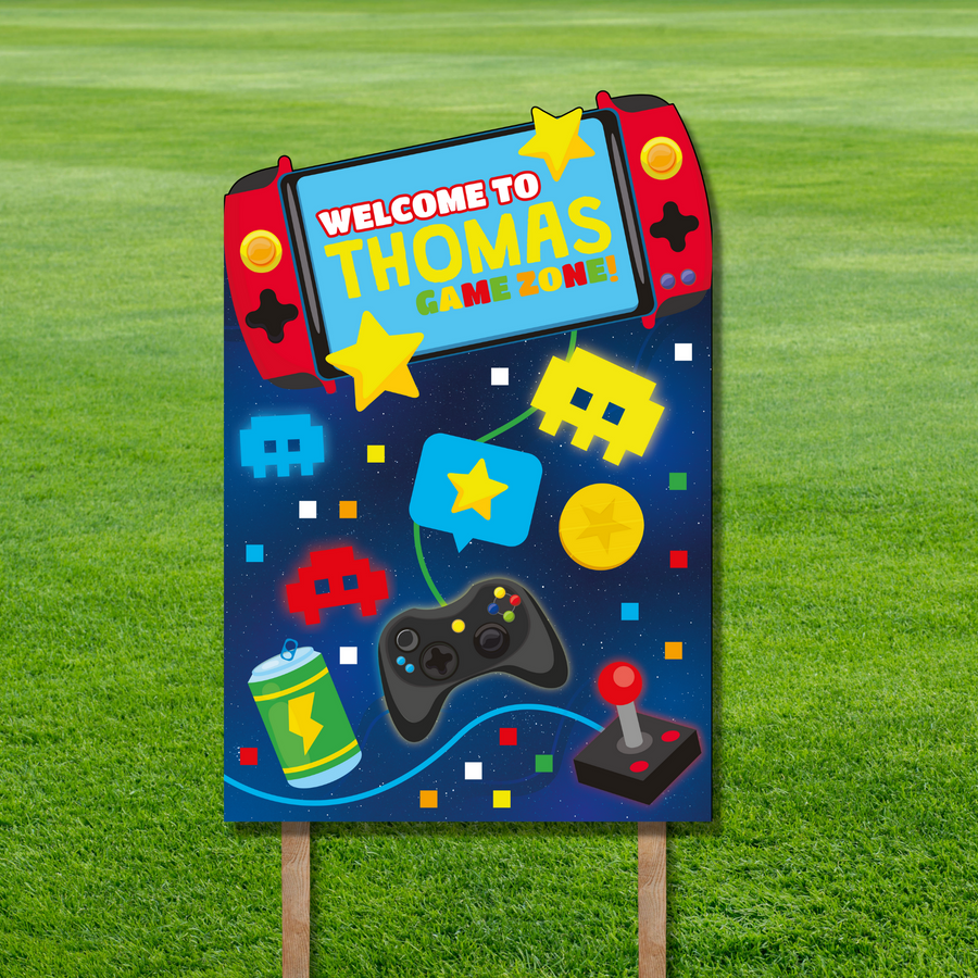 Video Game Yard Sign Printable | Pigsy Party – PigsyParty