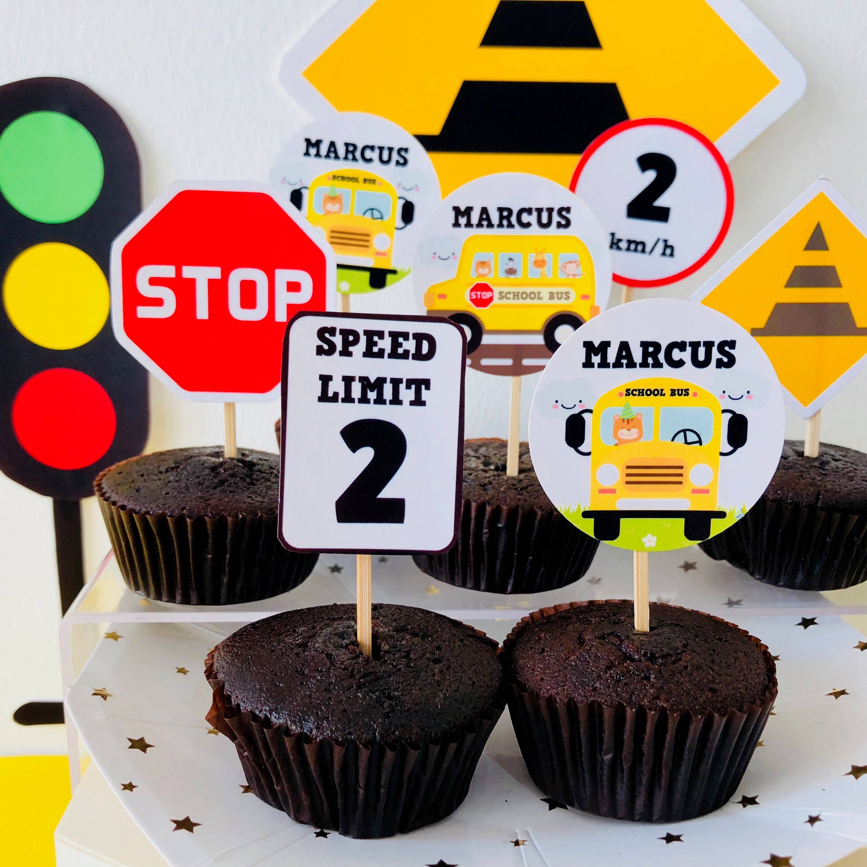 Wheels on the Bus Cupcake Toppers | Pigsy Party – PigsyParty