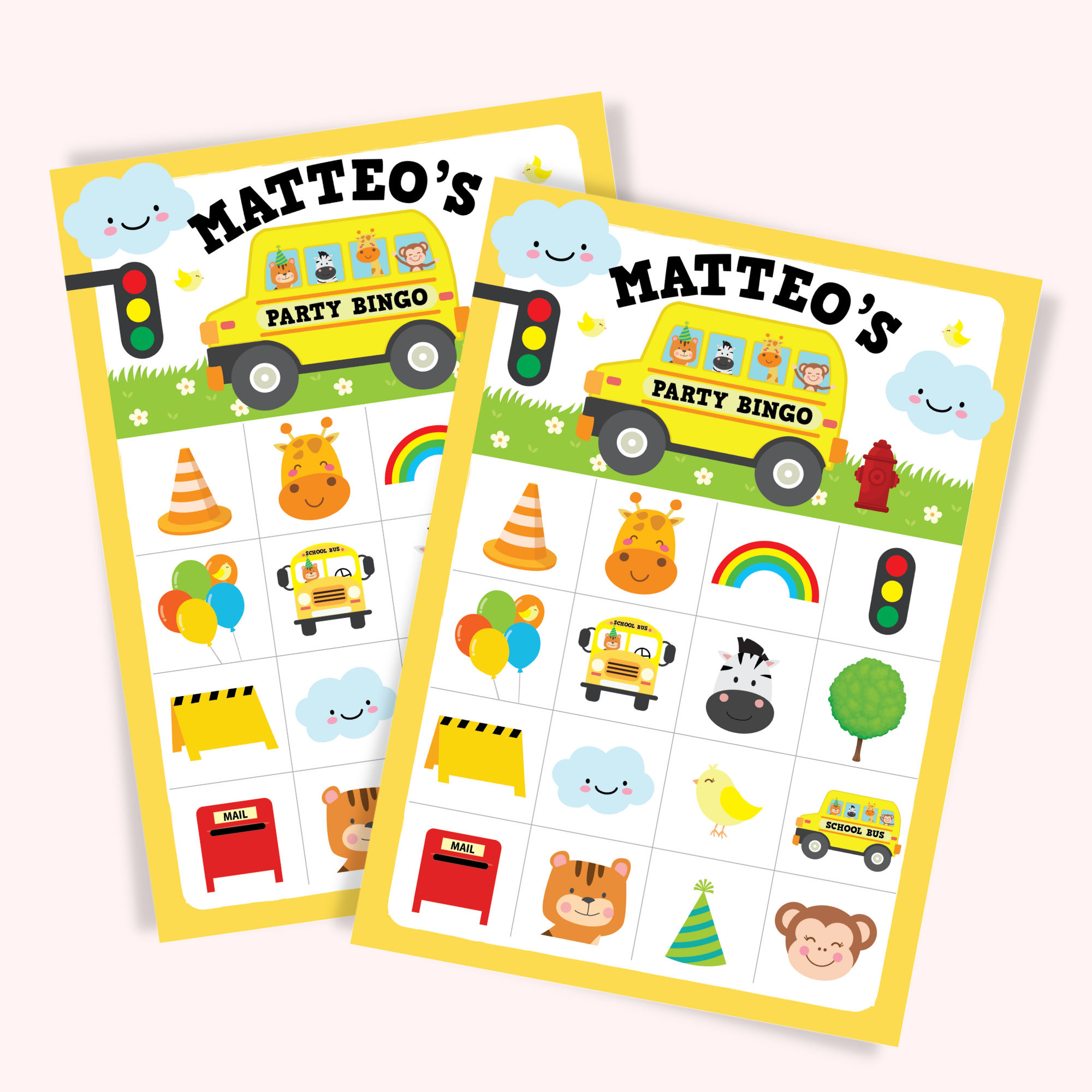 Wheels on the Bus Bingo Game | Pigsy Party Decoration – PigsyParty