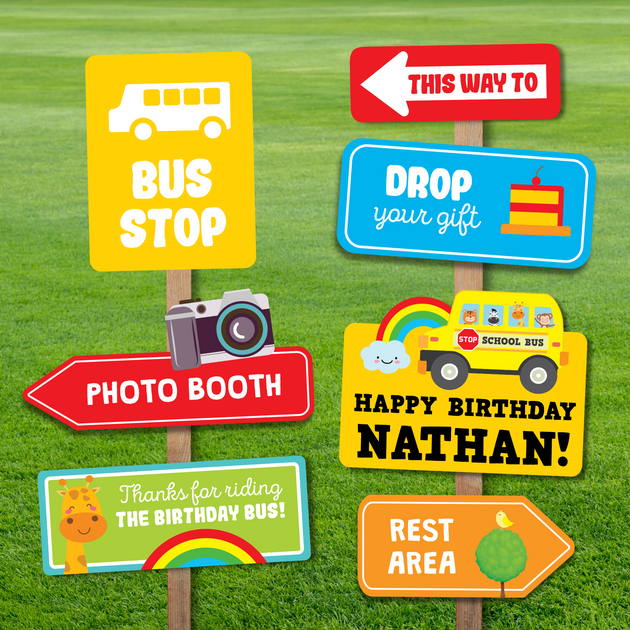 Wheels on the Bus Party Directional Signs Printable | Pigsy Party ...