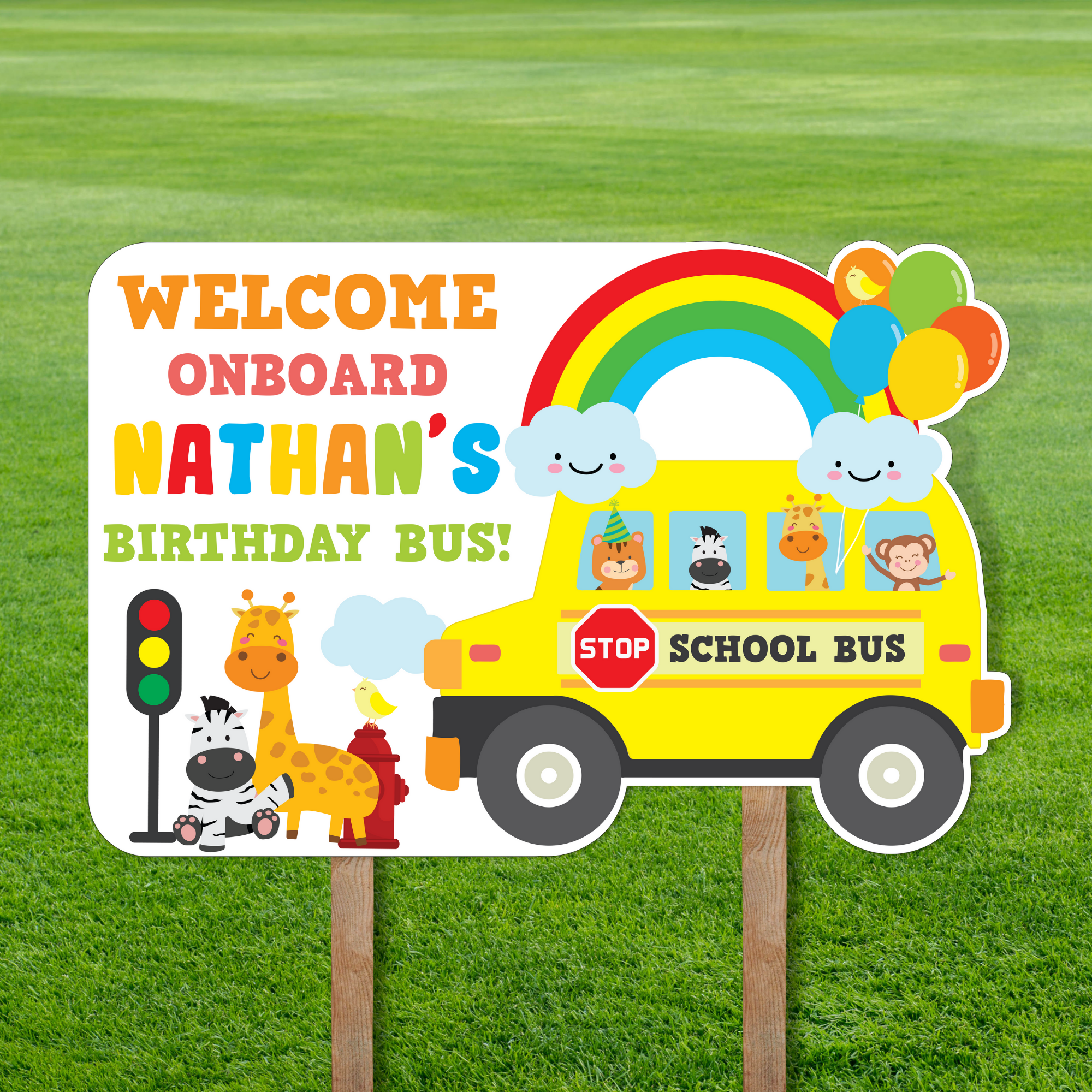 Wheels on the Bus Yard Sign | Pigsy Party Decoration – PigsyParty