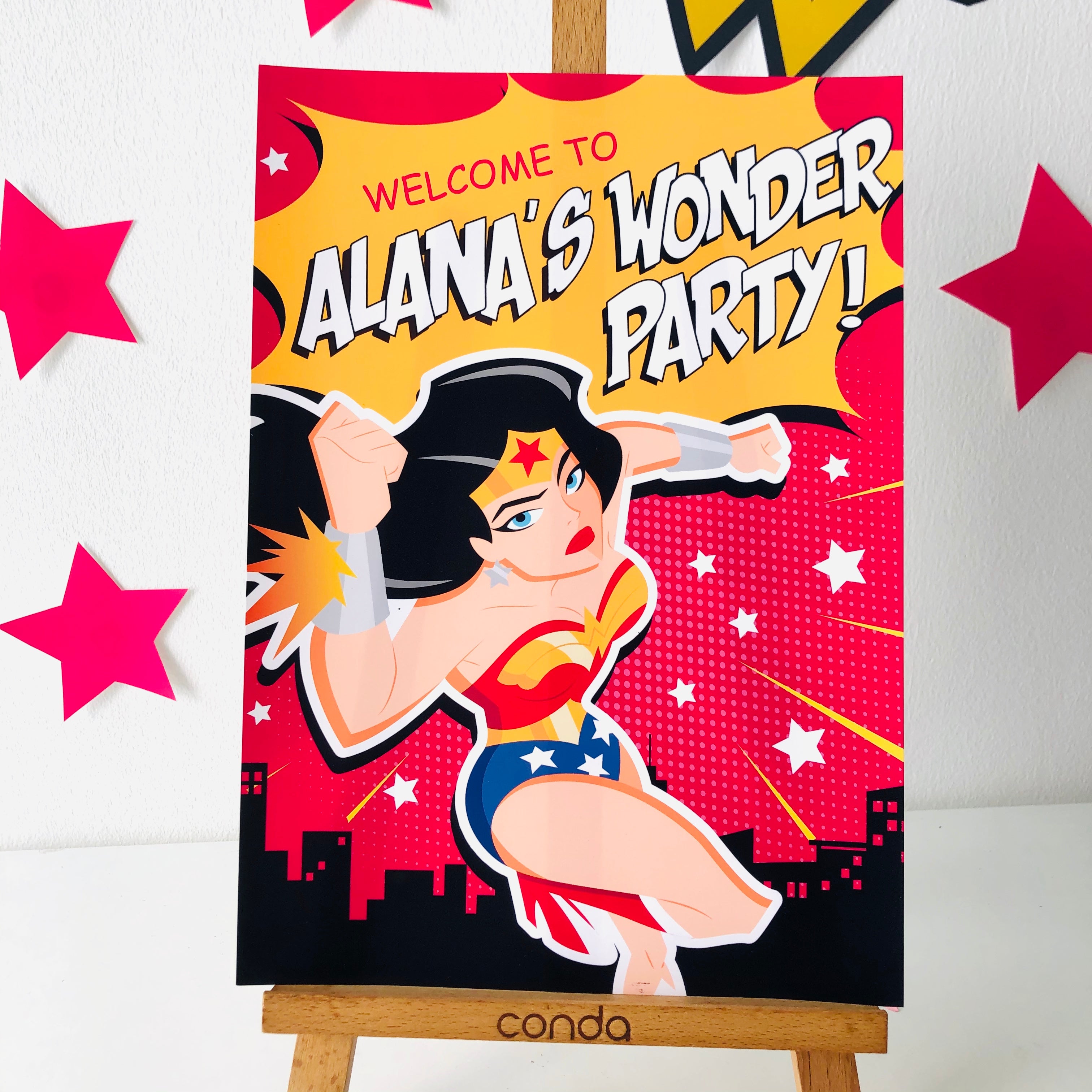 Wonder Woman Welcome Sign | Pigsy Party Decoration – PigsyParty